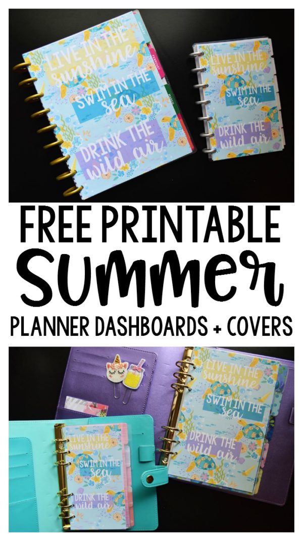 Free Printable Planner Dashboards - Summer Ocean Theme - Planning Inspired