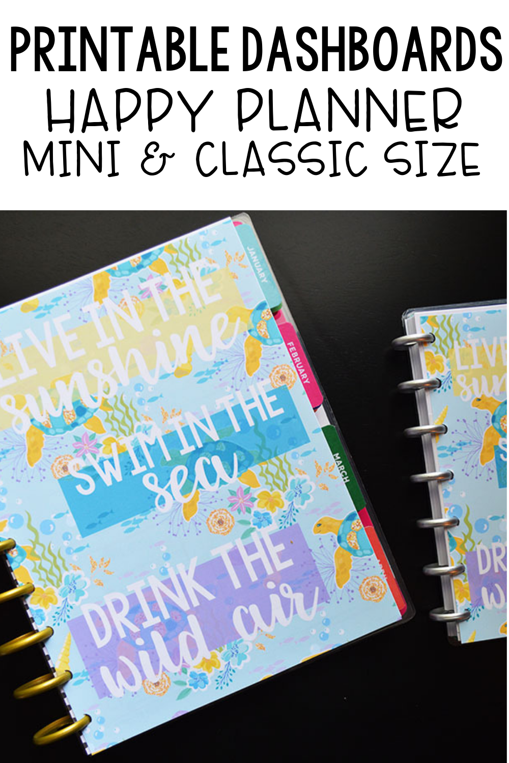 Free Printable Planner Dashboards - Summer Ocean Theme - Planning Inspired