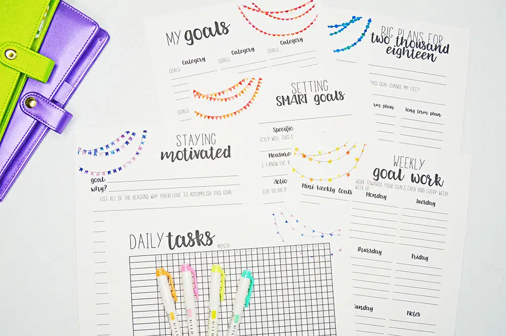 2018 Goal Setting Printables + Mini E-Course - Planning Inspired