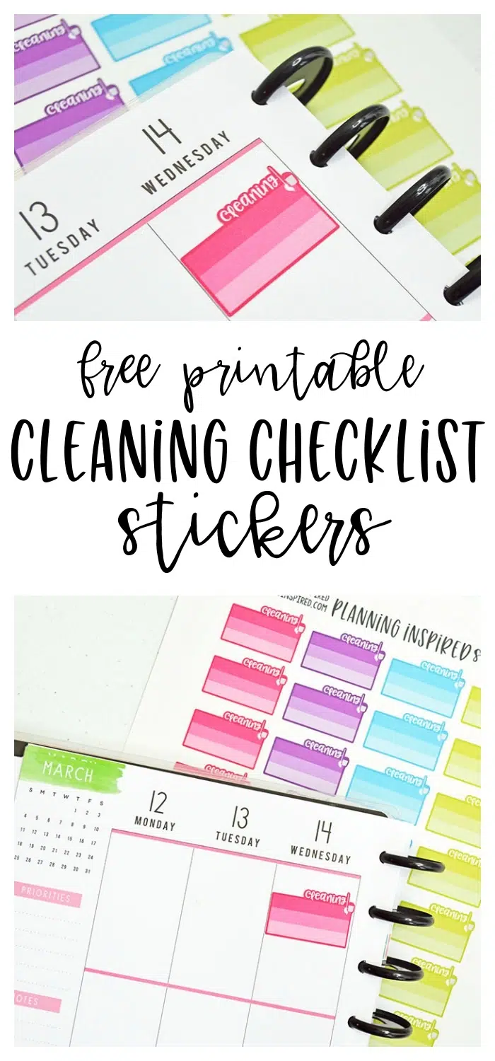 Printable Cleaning Checklist Planner Stickers - Planning Inspired