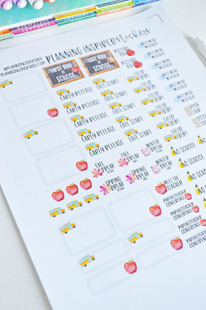 Free Printable School Planner Stickers - Planning Inspired