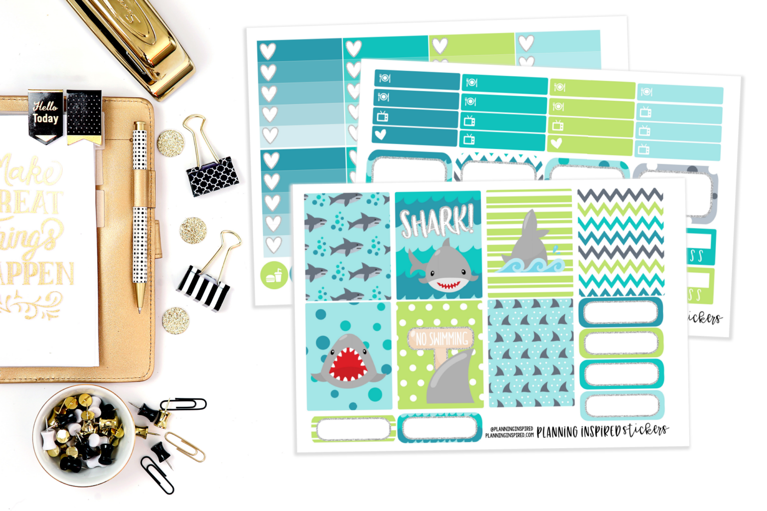 Free Printable Shark Stickers - Planning Inspired