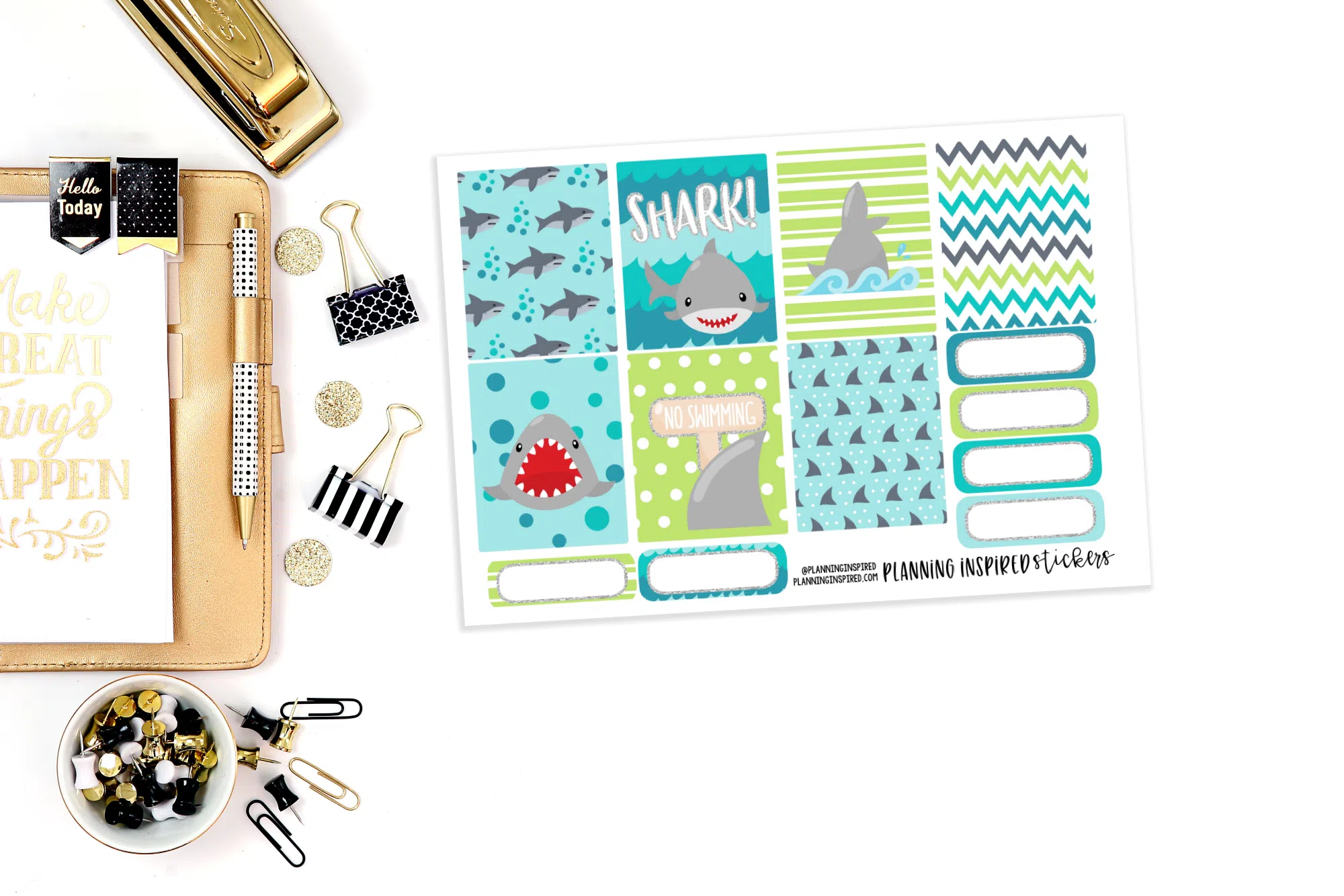 Free Printable Shark Stickers - Planning Inspired