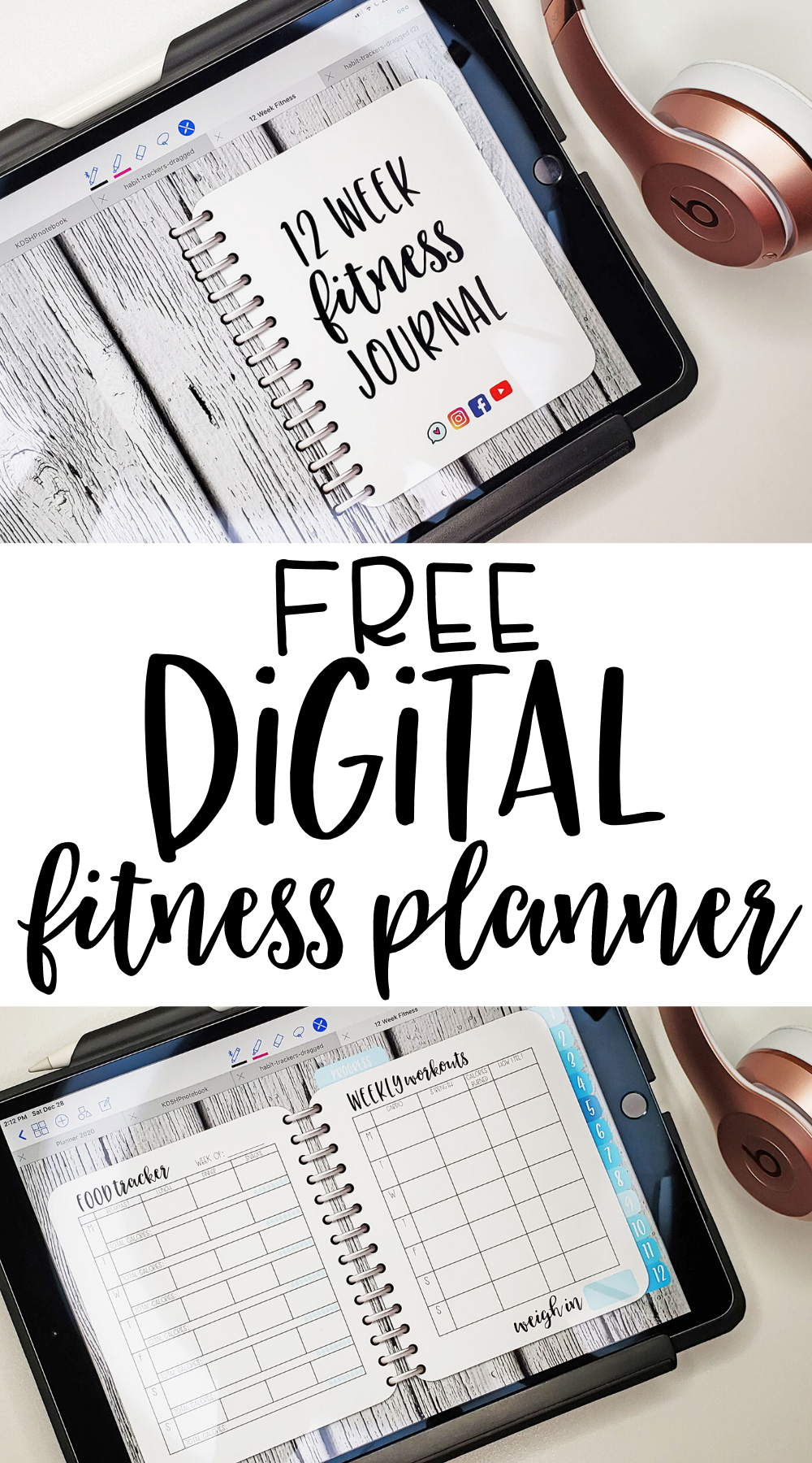 Free Digital Planner | 12 Week Fitness Journal - Planning Inspired