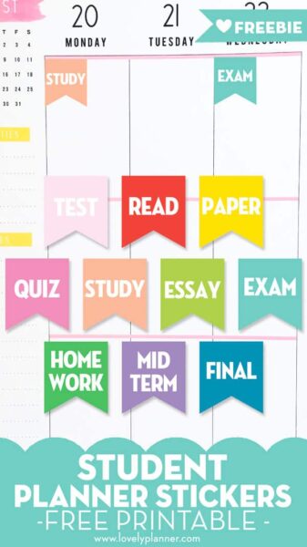 10 Free Printable Back to School Planner Stickers - Planning Inspired