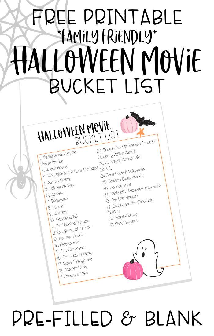 Free Printable Halloween Movie Bucket List - Planning Inspired