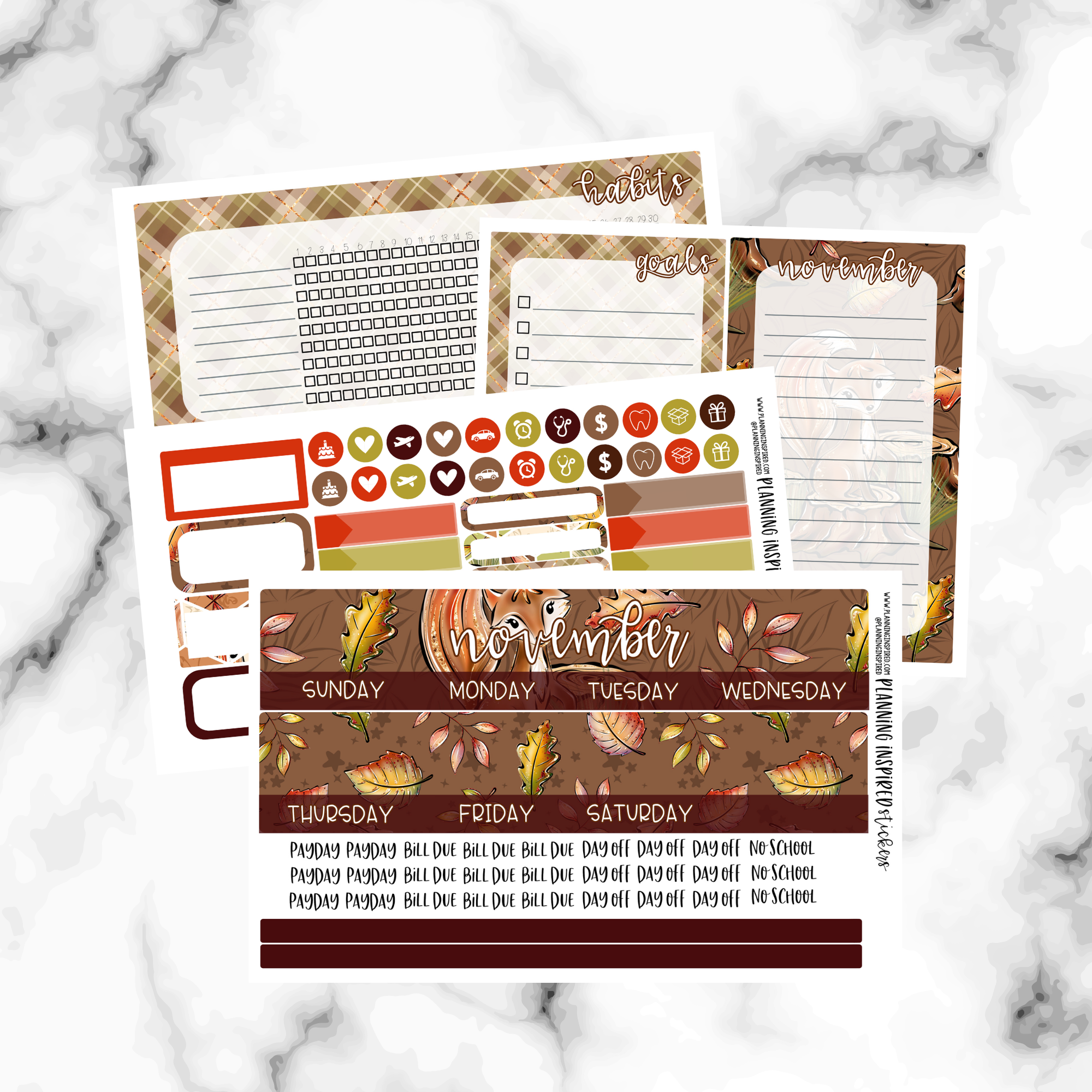 November Monthly Planner Sticker Kits - Planning Inspired