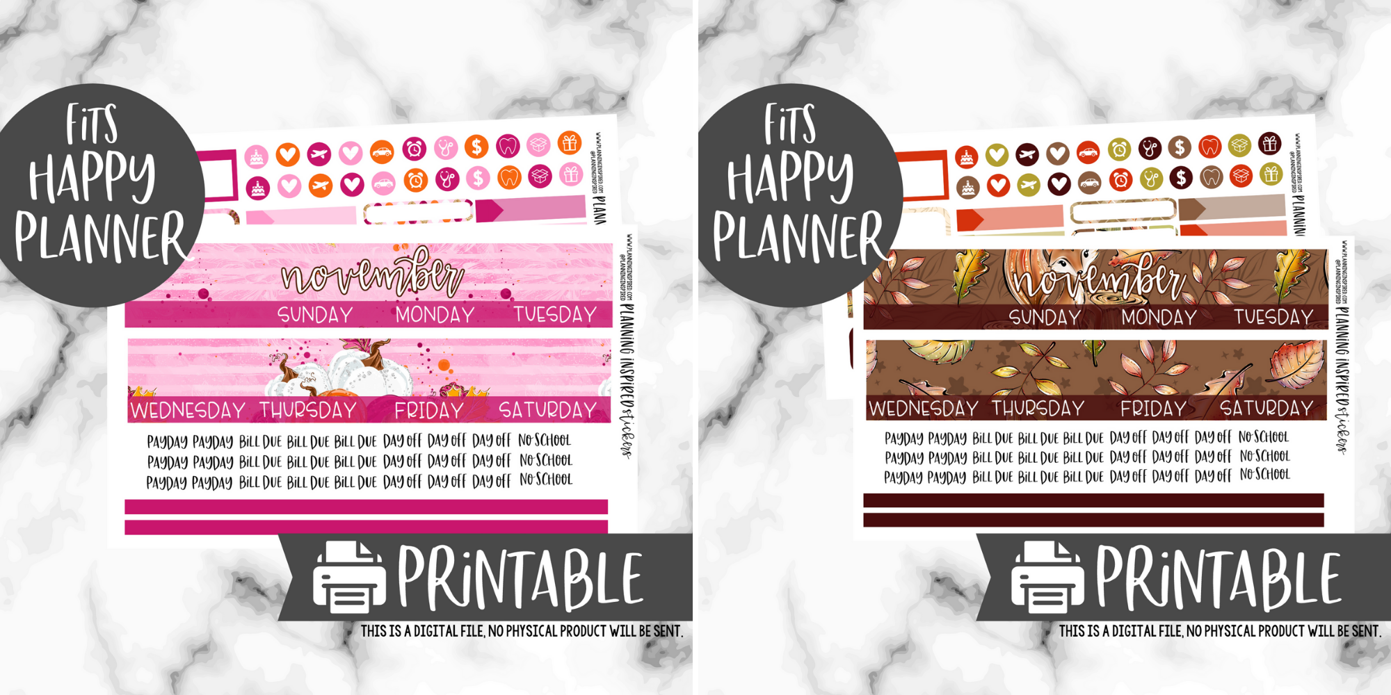 November Monthly Planner Sticker Kits - Planning Inspired