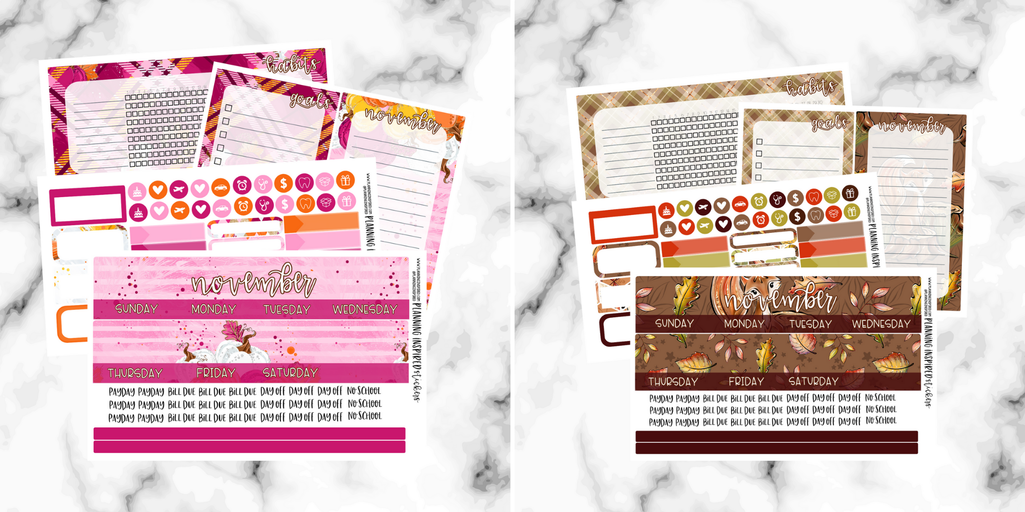 November Monthly Planner Sticker Kits - Planning Inspired