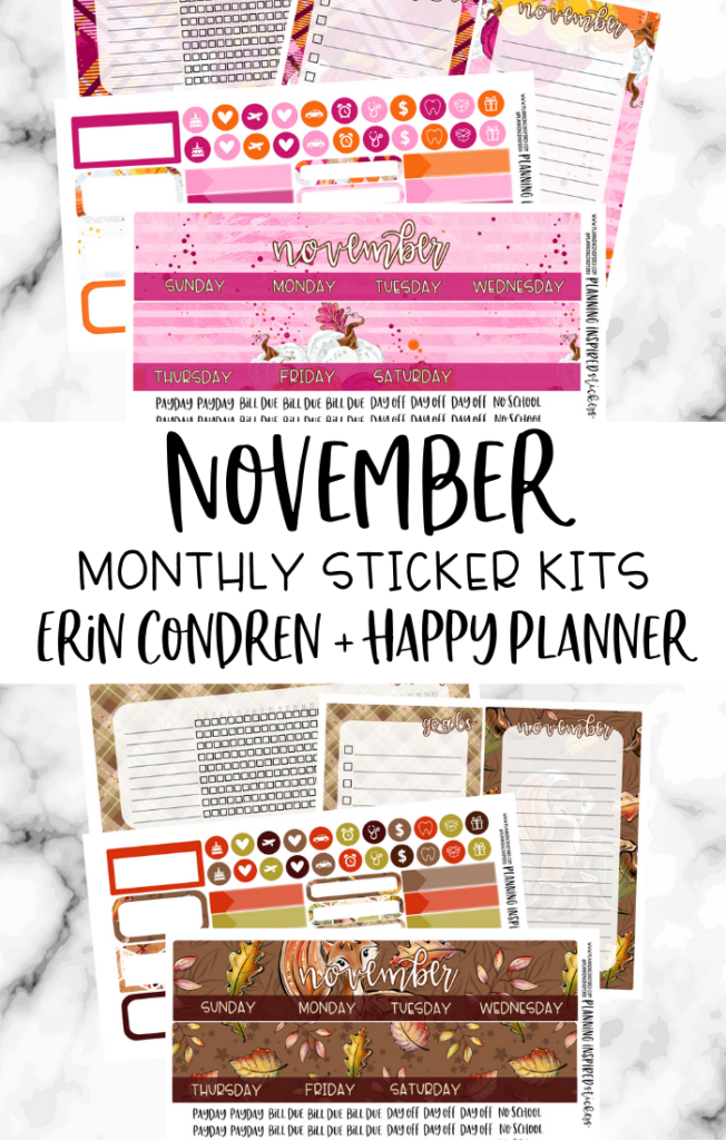 November Monthly Planner Sticker Kits Planning Inspired