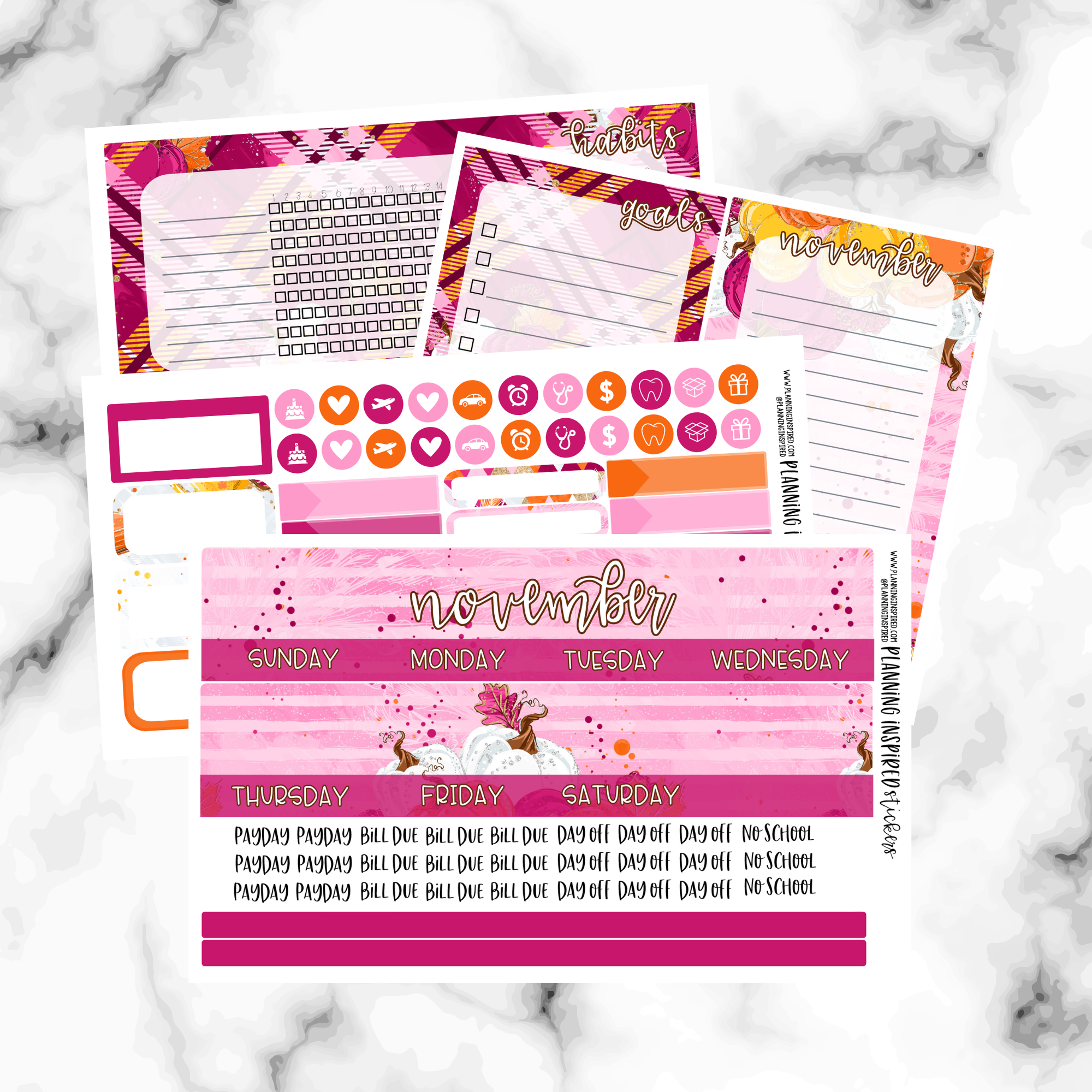 November Monthly Planner Sticker Kits - Planning Inspired