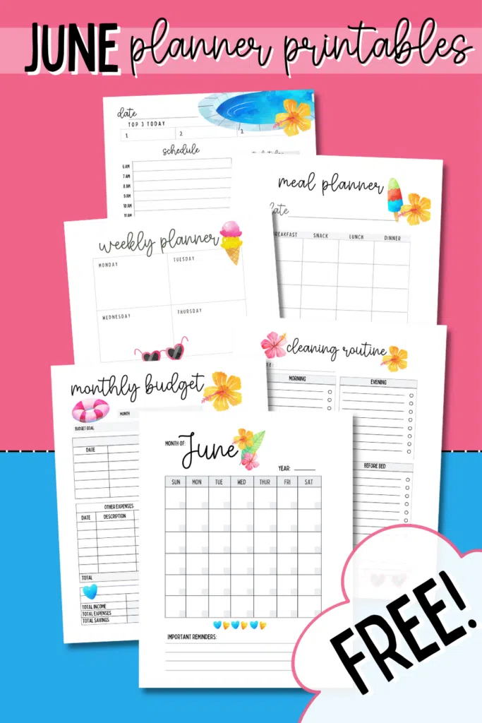 June Planner Printables - Planning Inspired