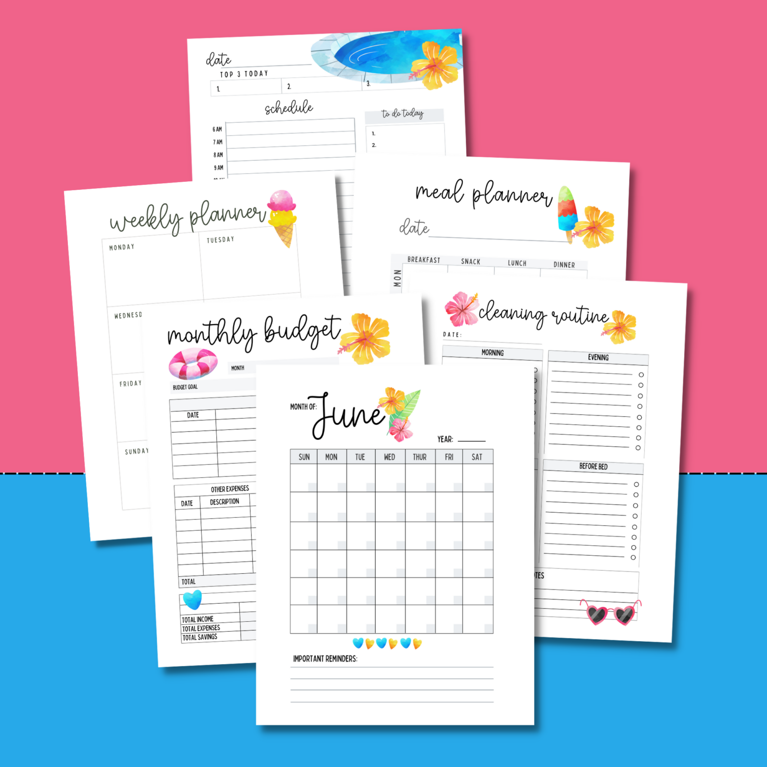 June Planner Printables - Planning Inspired