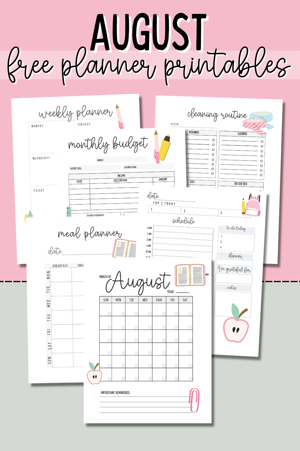 August Planner Printables - Planning Inspired