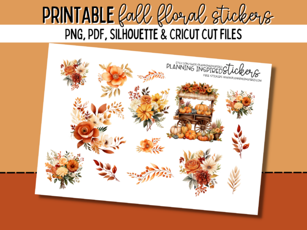 Free Printable Fall Floral Stickers - Planning Inspired