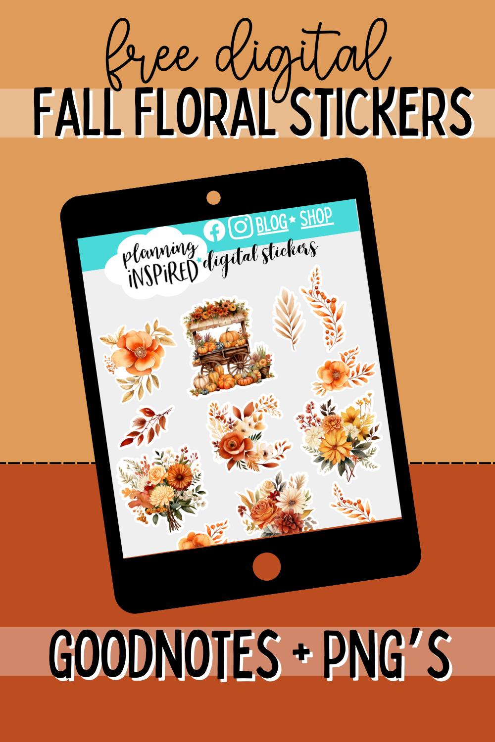 Free Fall Floral Digital Stickers - Planning Inspired