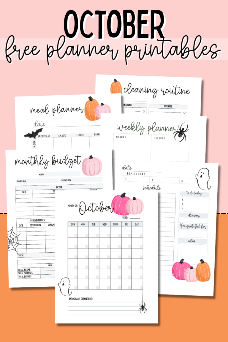 October Planner Printables - Planning Inspired