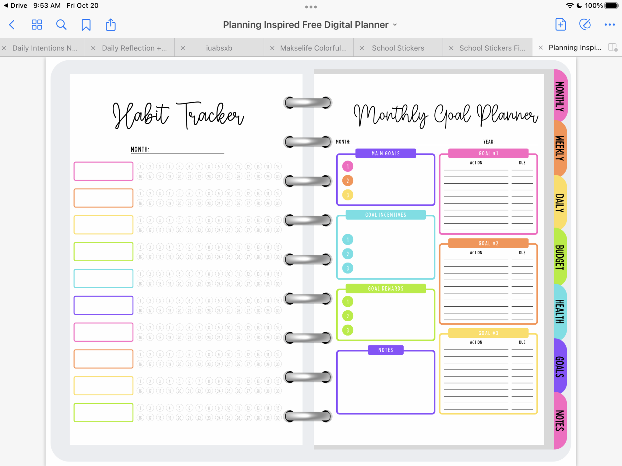 Free Undated Digital Planner - Planning Inspired