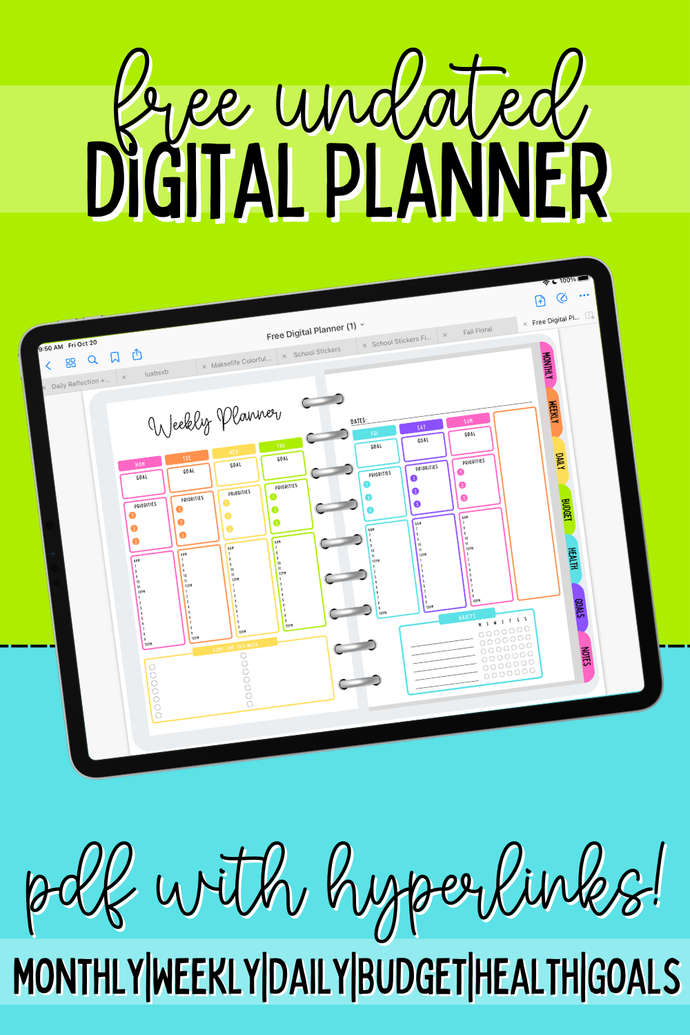 Free Undated Digital Planner - Planning Inspired