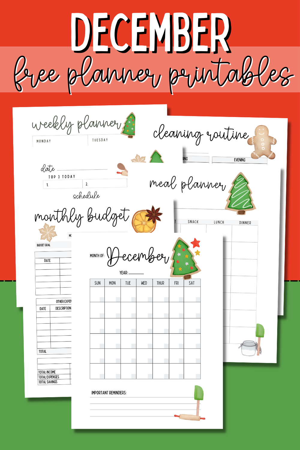 December Planner Printables - Planning Inspired