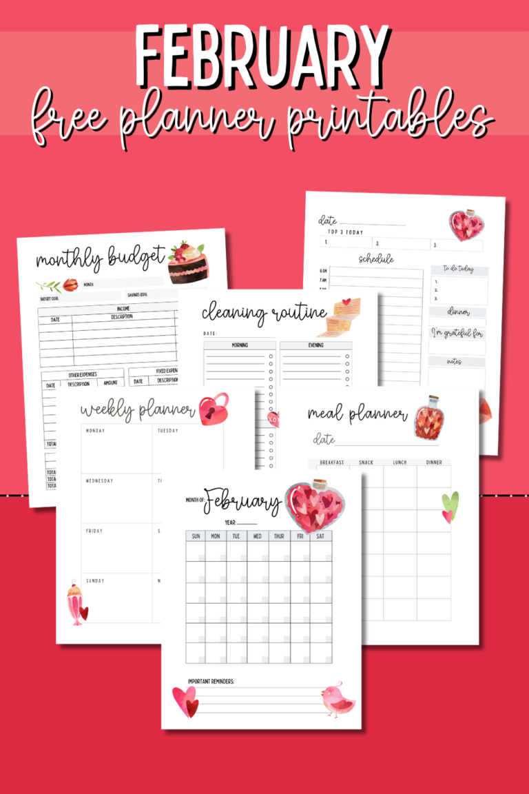 February Planner Printables - Planning Inspired