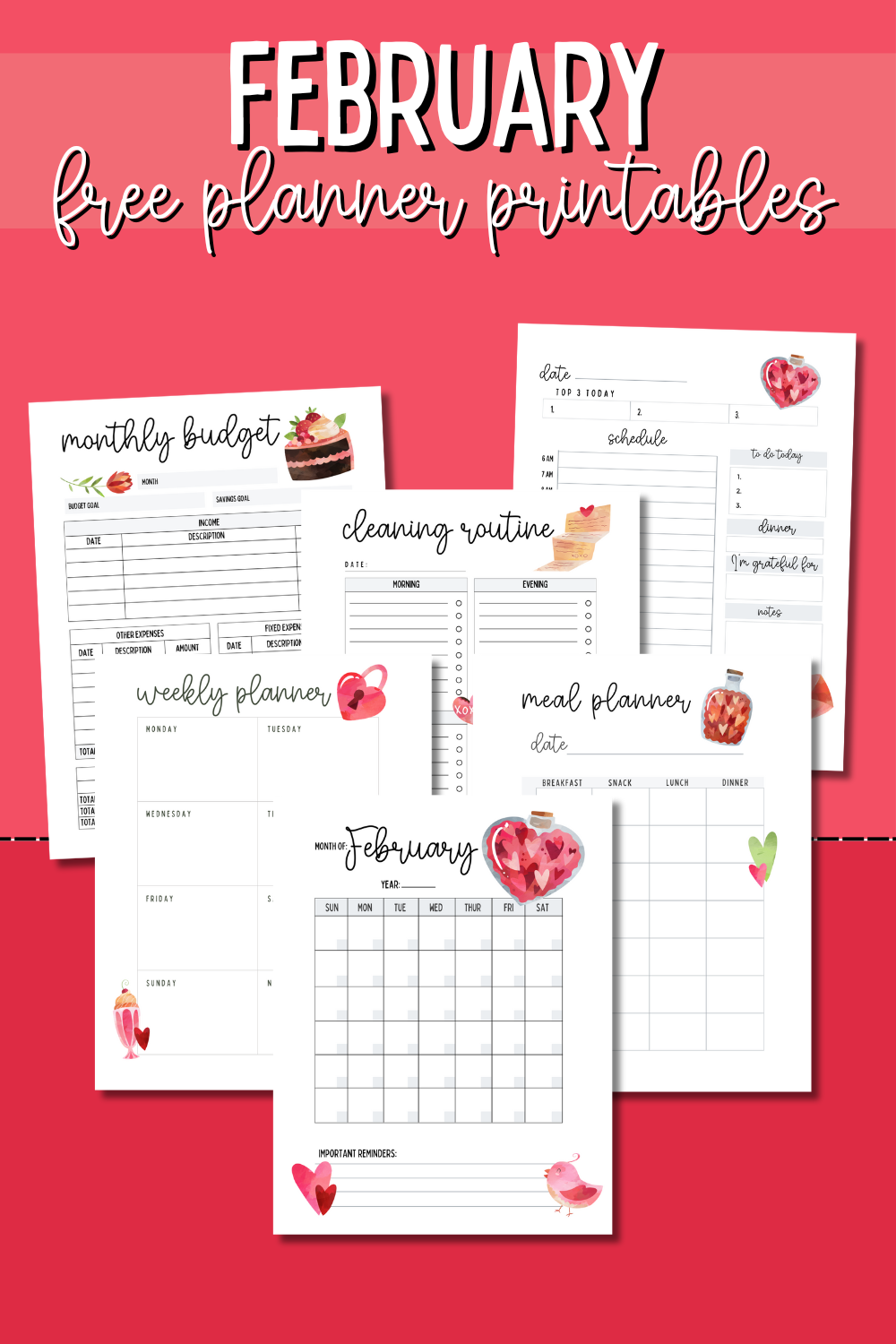 February Planner Printables - Planning Inspired