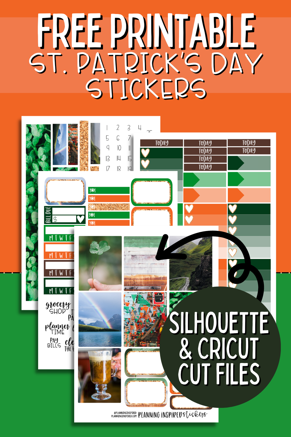 Free Printable St. Patrick's Day Planner Stickers - Planning Inspired
