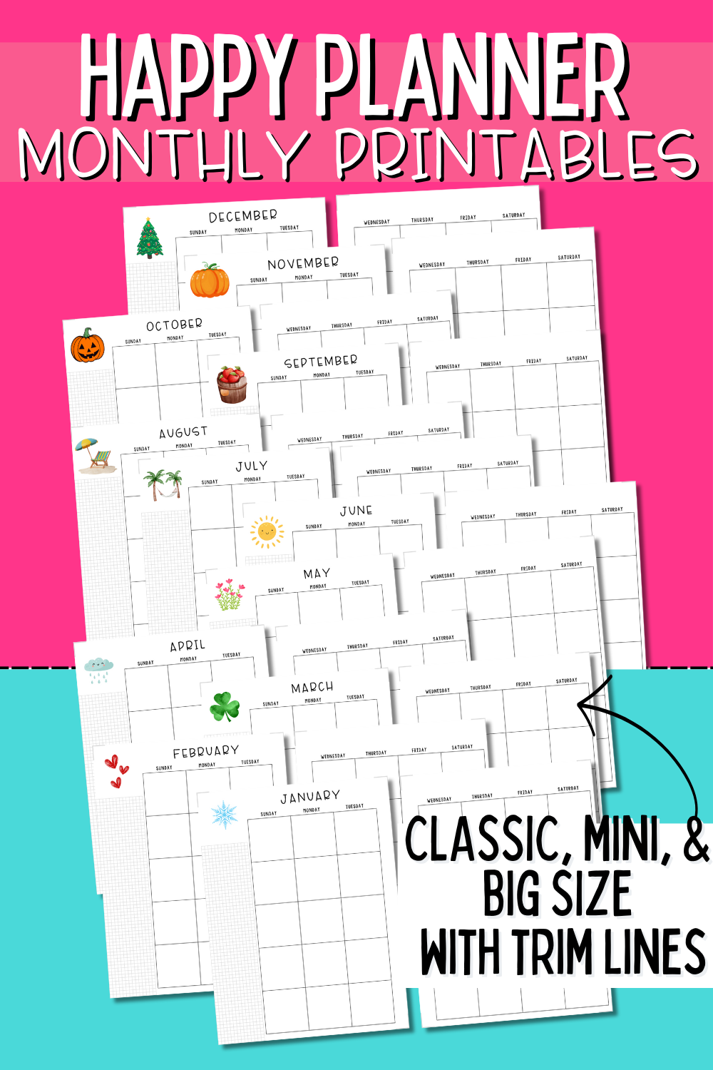 Free Happy Planner Monthly Printables - Planning Inspired