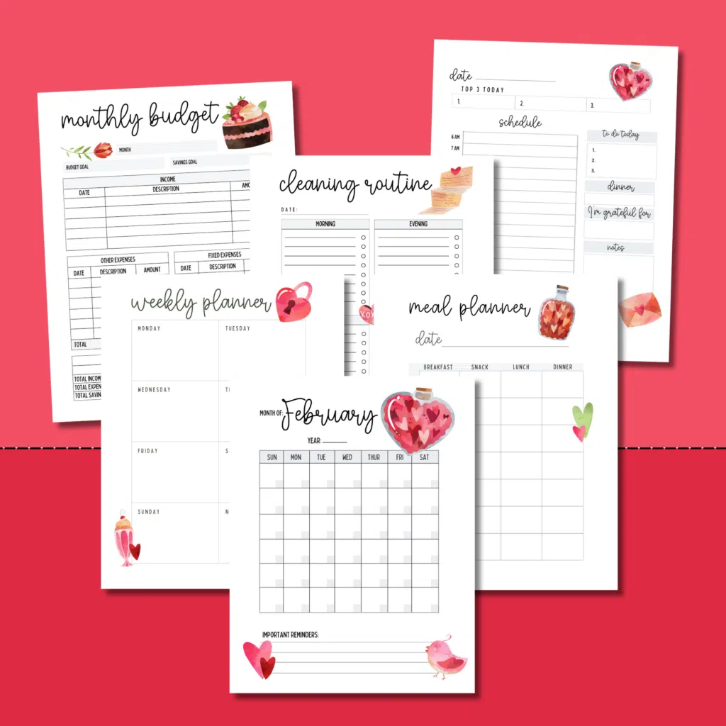 February Planner Printables - Planning Inspired
