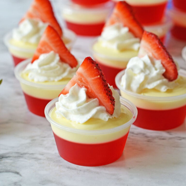 Strawberry Cheesecake Pudding Shots - Planning Inspired