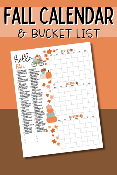 Fall Calendar & Bucket List - Planning Inspired