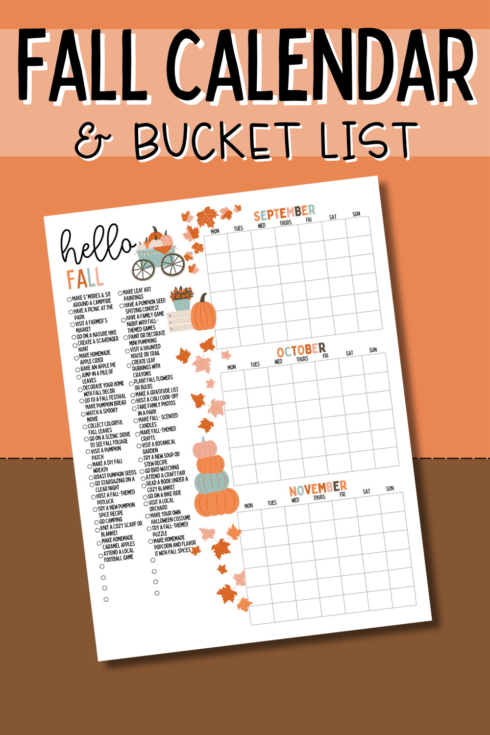 Fall Calendar & Bucket List - Planning Inspired