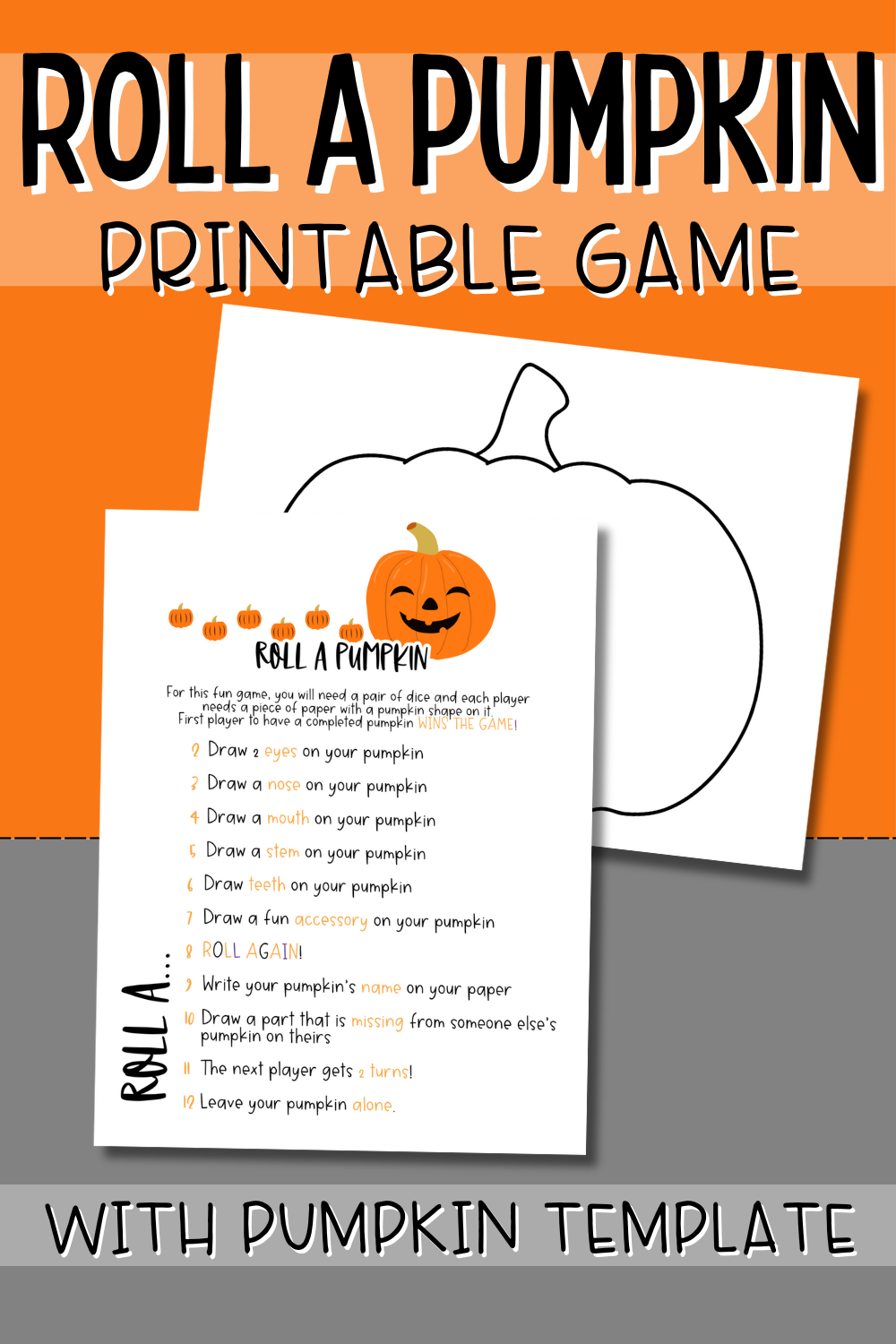 Roll a Pumpkin Printable Game - Planning Inspired