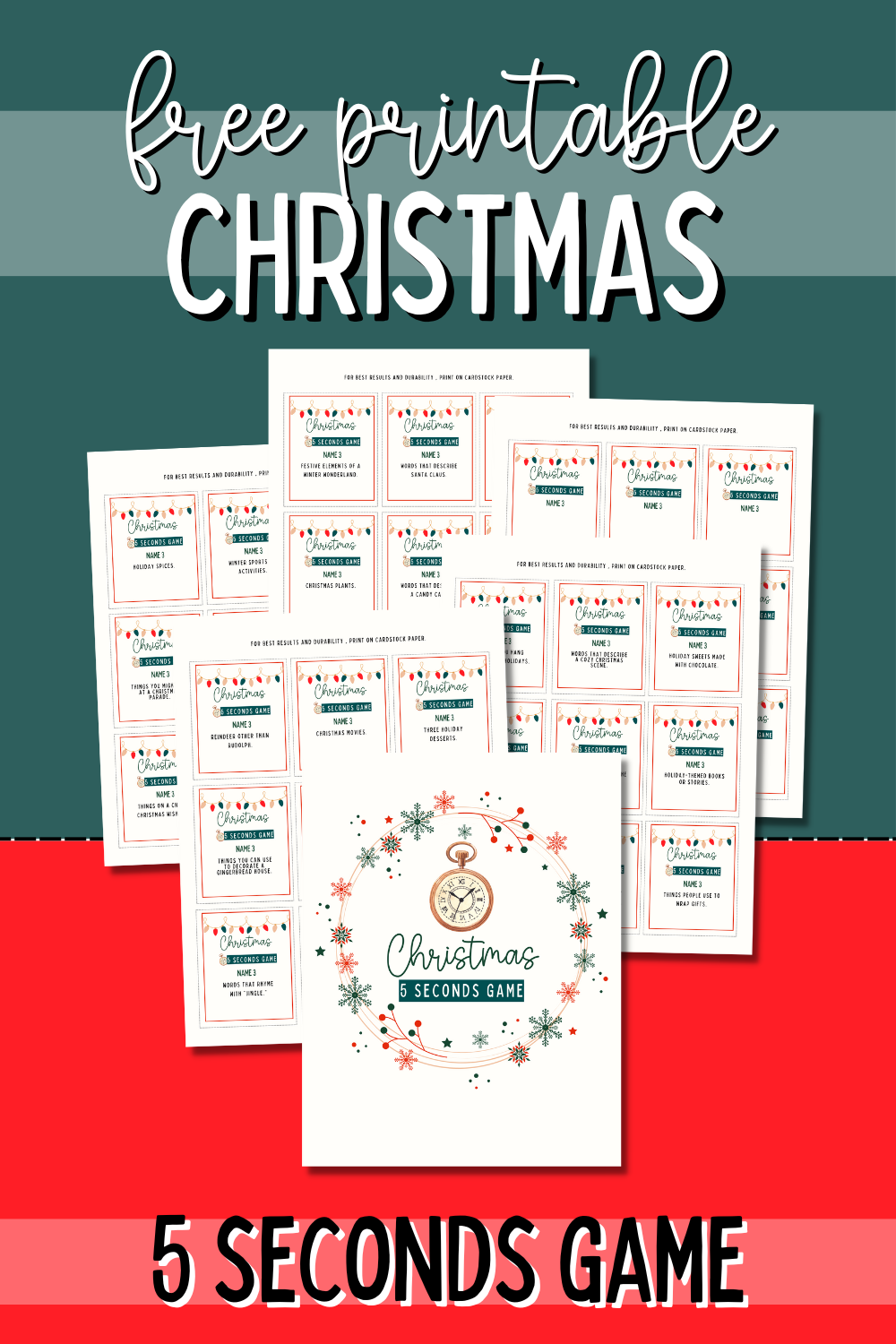 Printable Christmas 5 Seconds Game - Planning Inspired