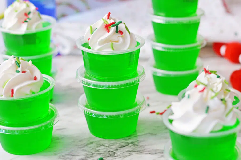 Green Christmas Jello Shots - Planning Inspired
