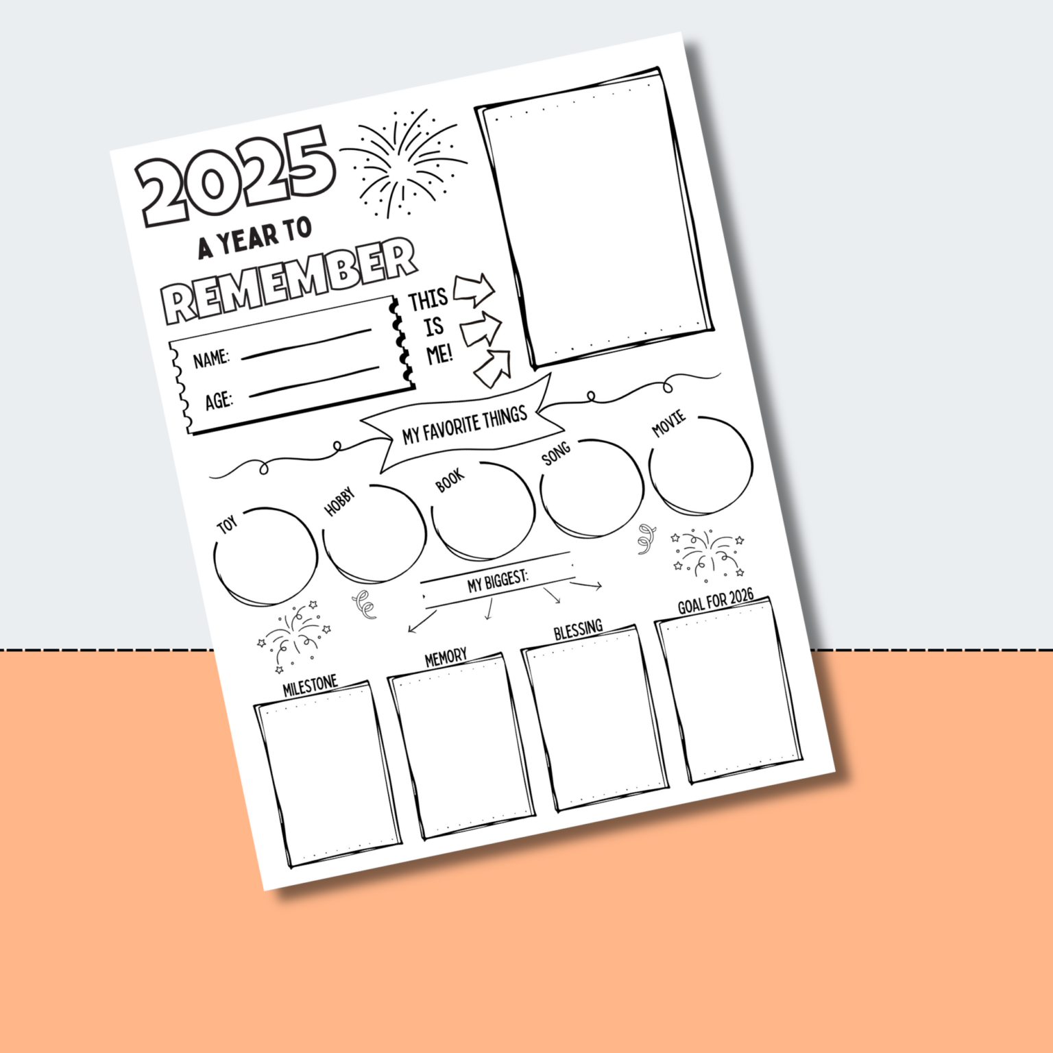 2025: A Year To Remember Printable for Kids - Planning Inspired