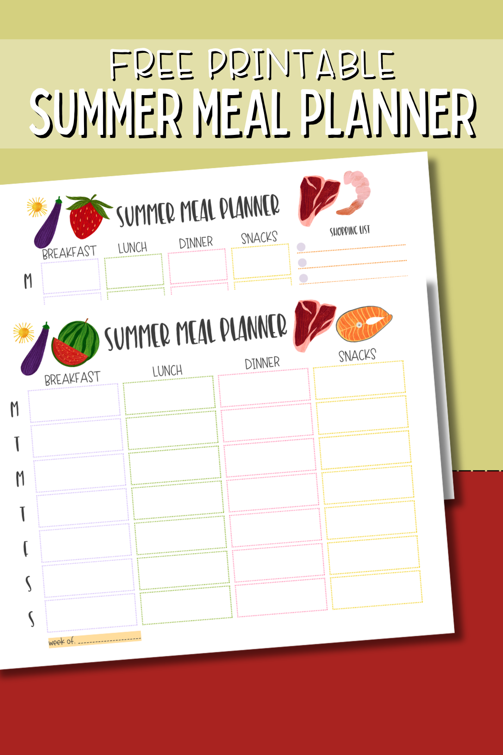 Free Summer Meal Planner Printable Set - Planning Inspired